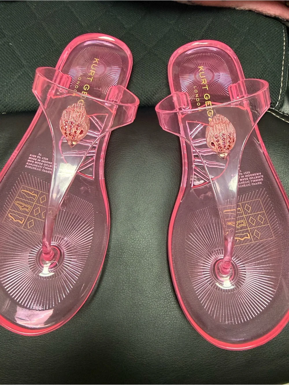Kurt Geiger | Shoes | Kurt Geiger Bright Pink Jelly Thong Sandals With ...